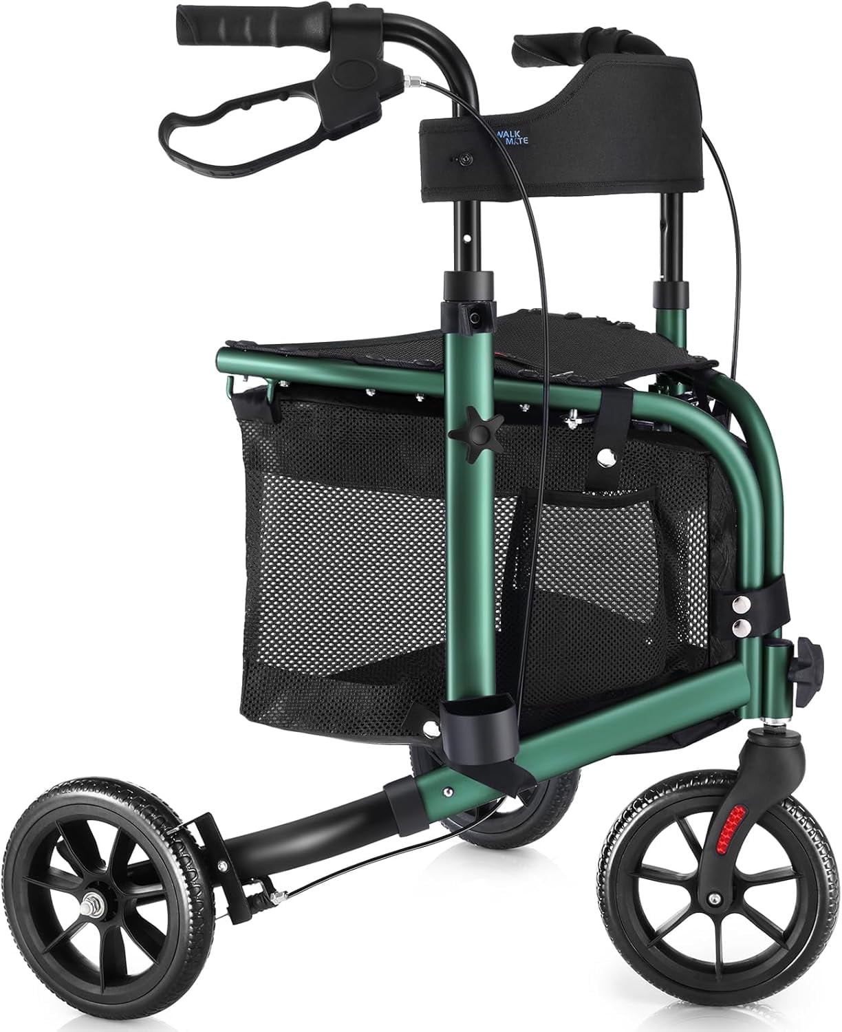 WalkMate 3 Wheel Rollator Walker with Seat for Slim Seniors, Padded ...