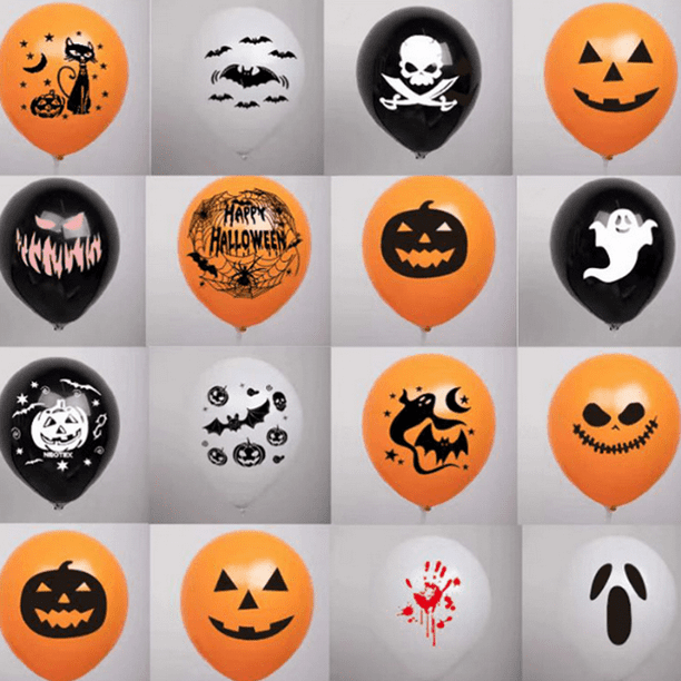 100 decoraciones de fiesta con globos para Festival de fantasmas de látex de calabaza ligera con ...