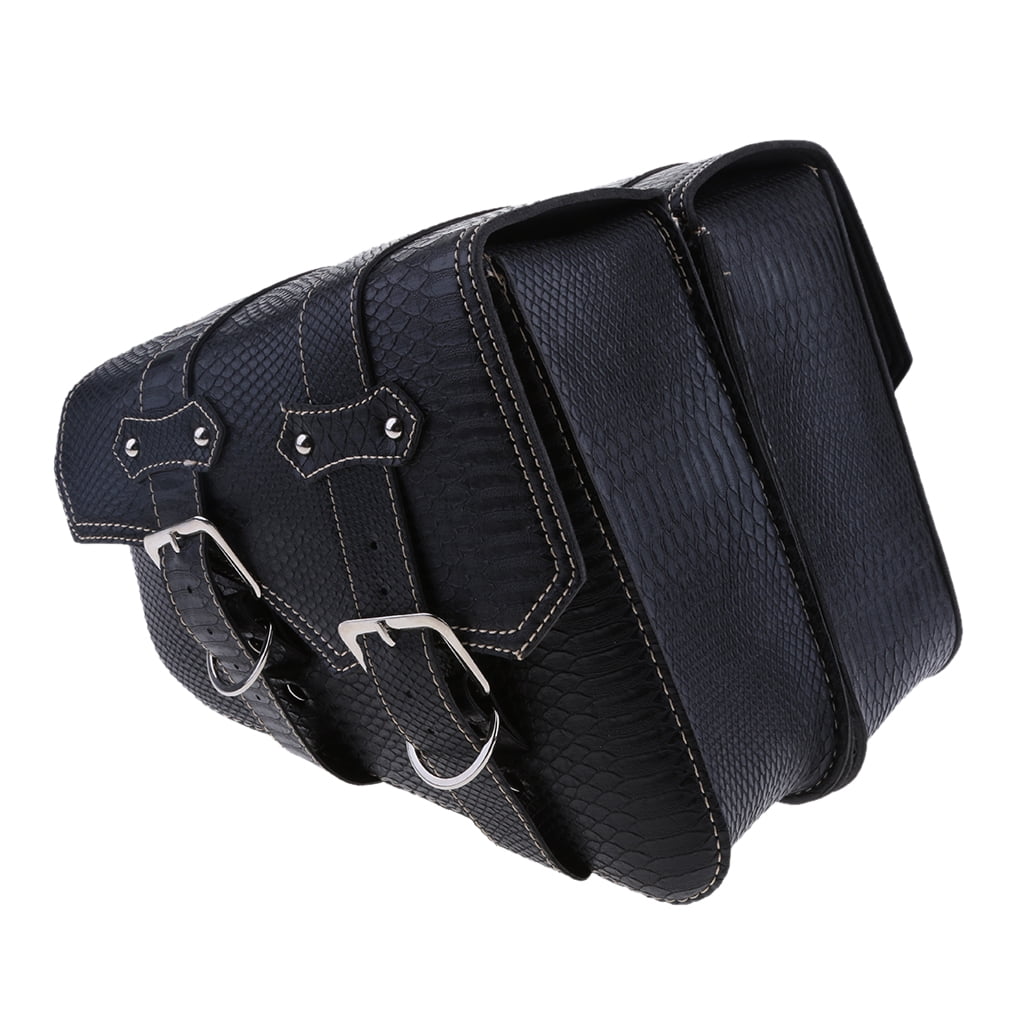 2x Moto Cuero Swing Arm Pannier Saddle Bag Alligator Emboss Negro ...