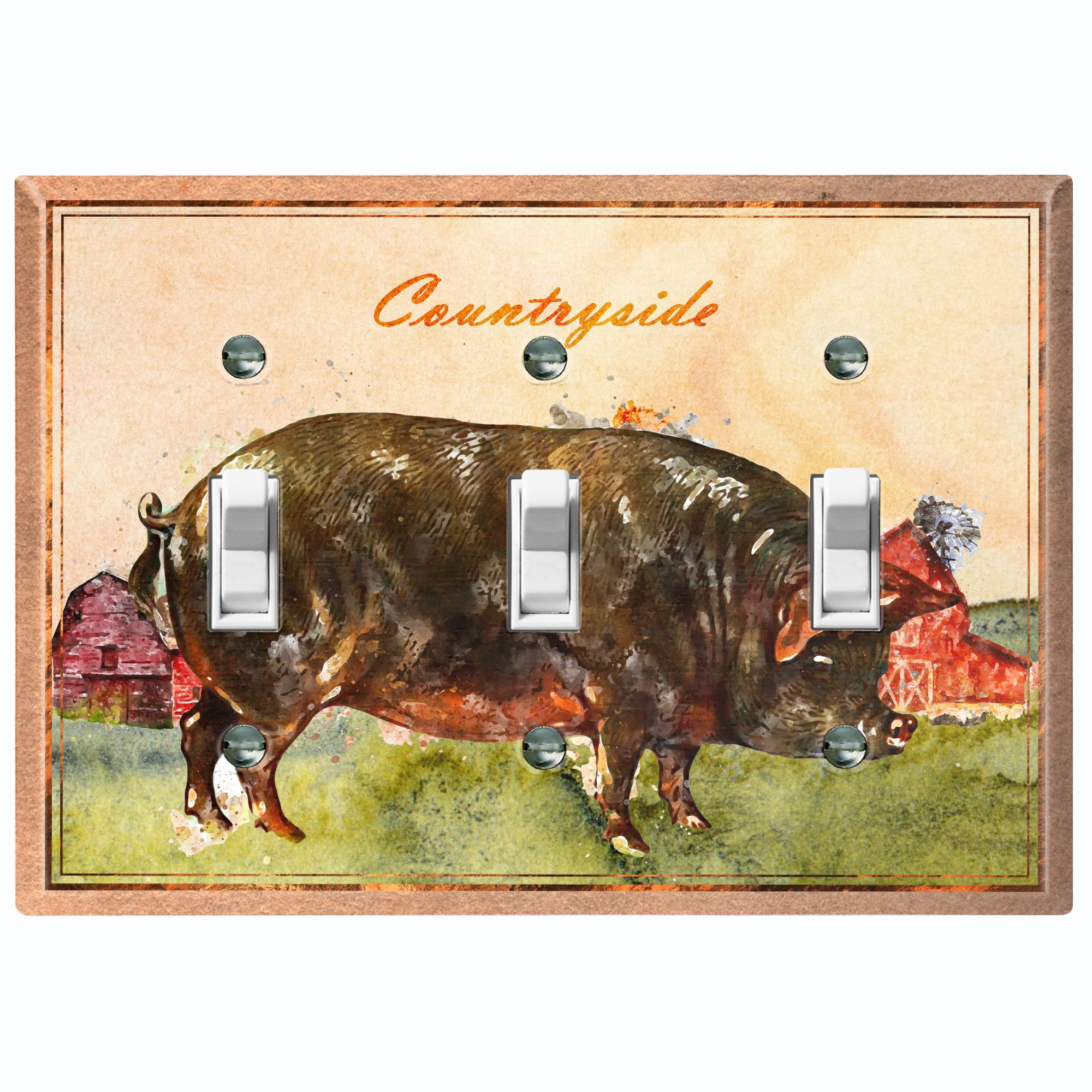 Metal Light Switch Plate Cover Cute Countryside Pig Animal Farm ANM005 ...