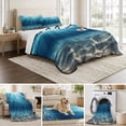96x106in Quilt Bedding Set, Blue Ocean Water Ripples Lightweight ...