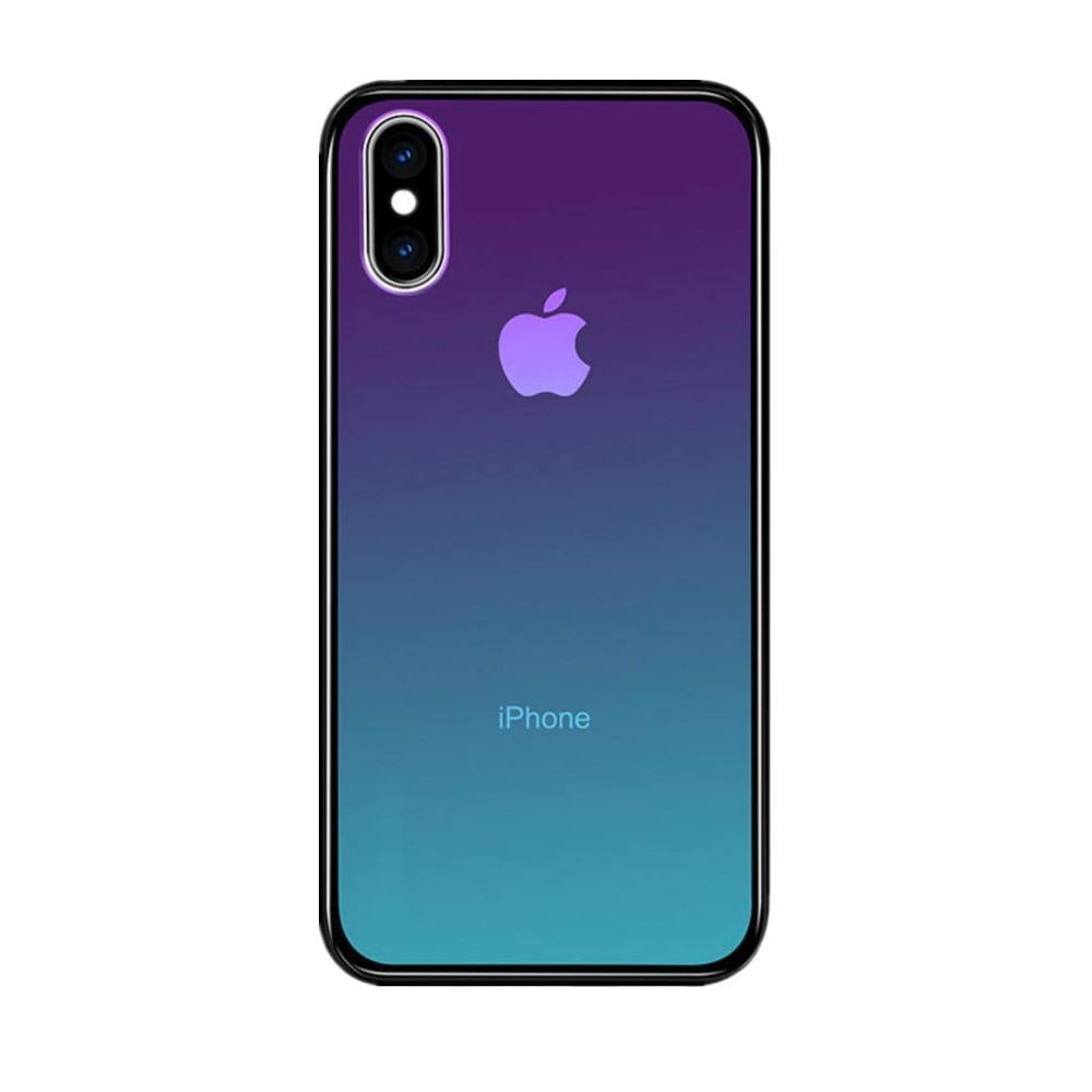 iPhone Xs Max Color Gradient TPU Case with Tempered Glass Back ...