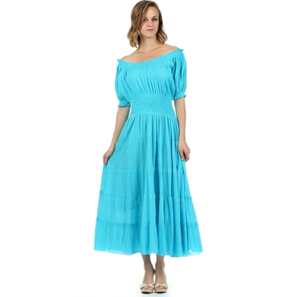 Sakkas - Sakkas Cotton Crepe Smocked Peasant Gypsy Boho Renaissance Mid ...