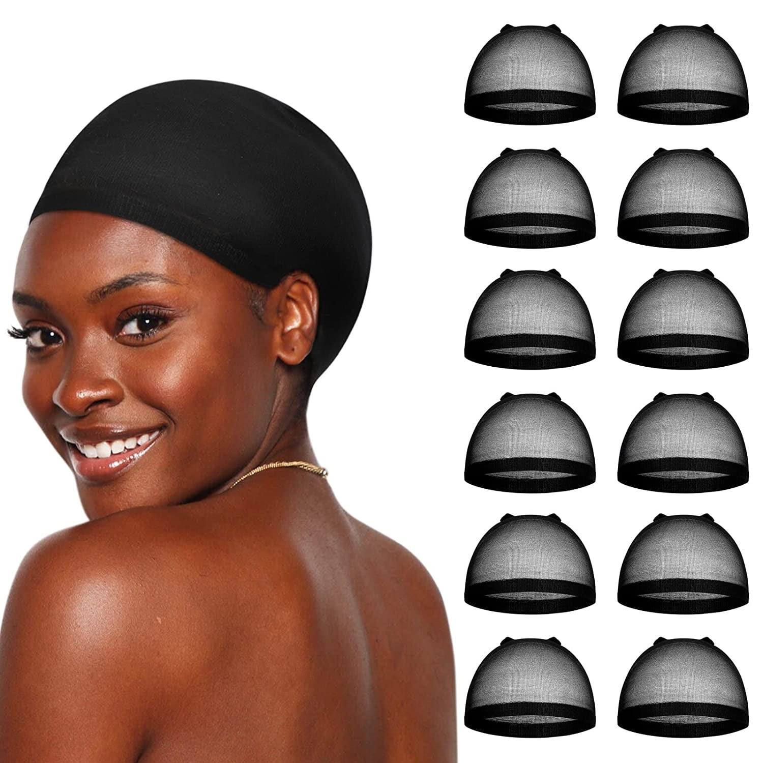 12 Pieces Stretchy Nylon Wig Caps for Women Lace Front Wig Bald ...