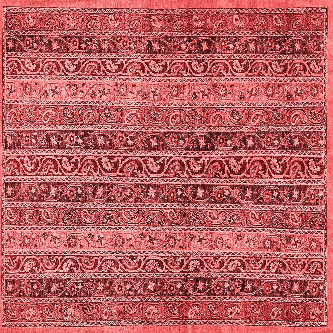 Ahgly Company Indoor Square Abstract Red Modern Area Rugs, 6' Square ...