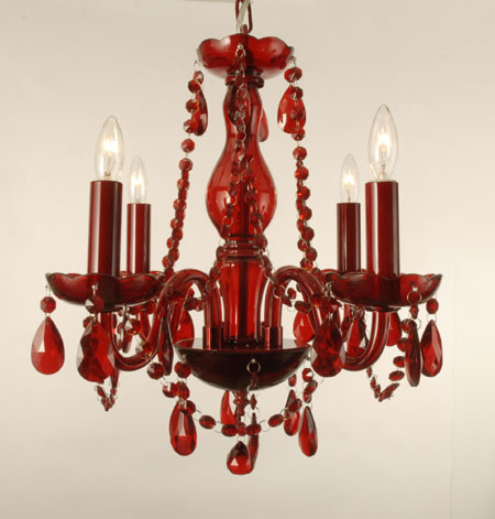 Ruby Red Crystal Chandelier 4 Light Lighting Fixture - Walmart.com