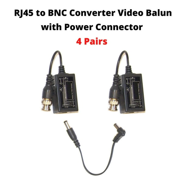 Evertech 4 Pairs Passive Video Balun With Power BNC to RJ45 Converter ...