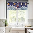 Cartoon Rocket Window Curtains Valance Set of 3 Cloud Space Stars Cute ...