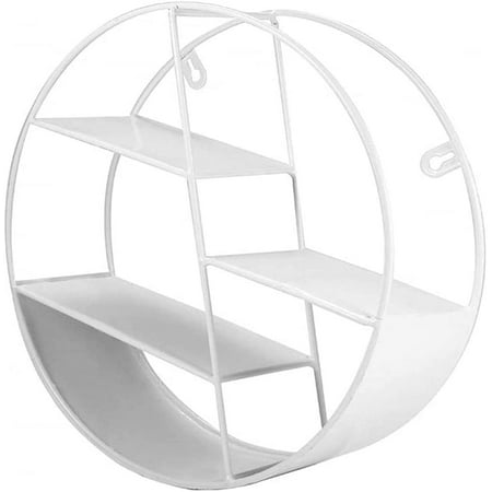 Round Wall Shelf Multi-Unit Storage Shelf with 3 Floating Metal Planks ...