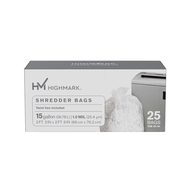 Highmark Shredder Bags, 1 mil, 15 Gallons, Clear, Box Of 25, DP00704 ...