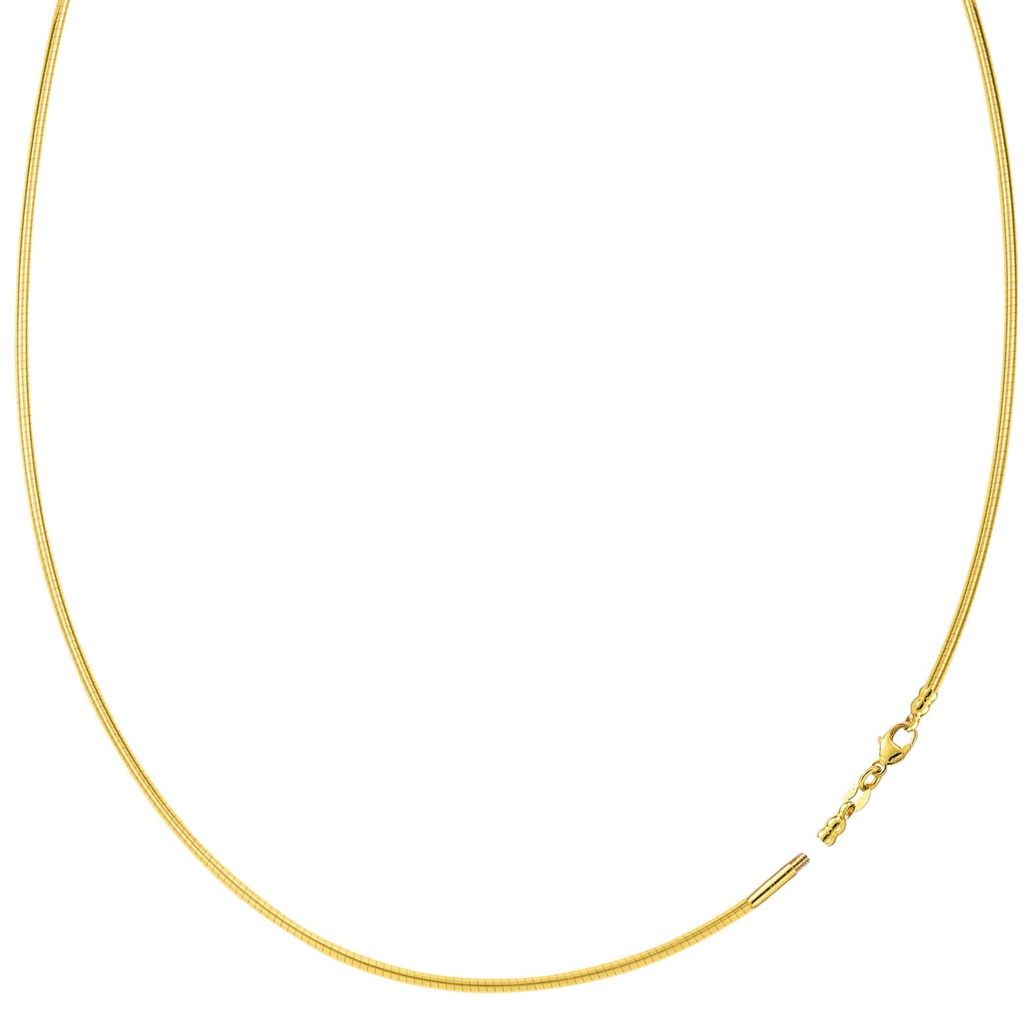 Round Omega Chain Necklace With Screw Off Lock In 14k Yellow Gold, 1 ...