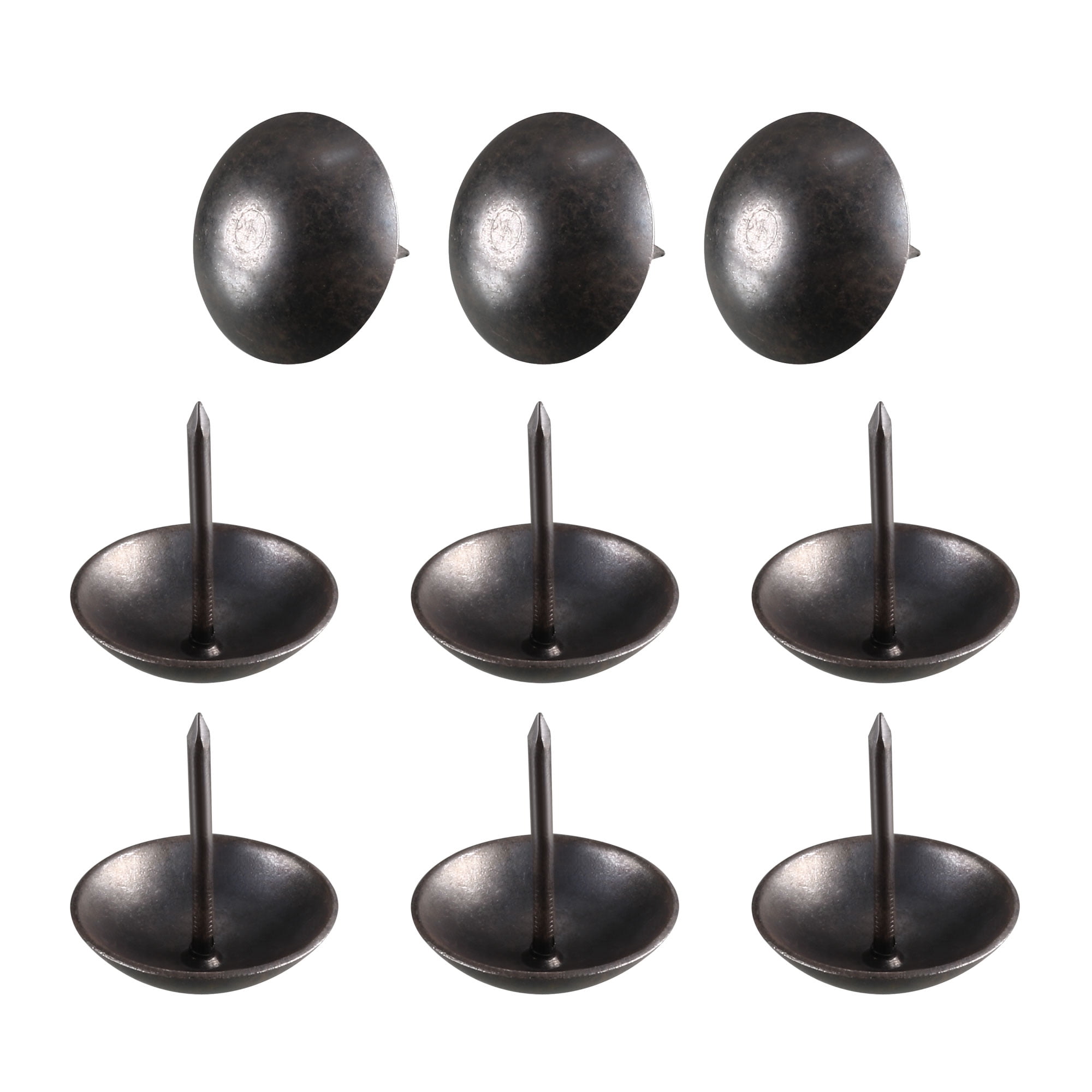 Uxcell 25x25mm Metal Furniture Round Thumb Tack Nail Ornament Black 9 ...