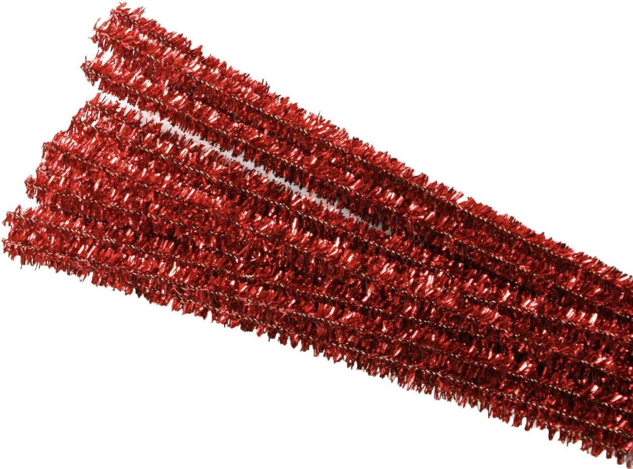 Set of 100 Metallic Tinsel Pipe Cleaners for Kids Crafts, Embellishing ...