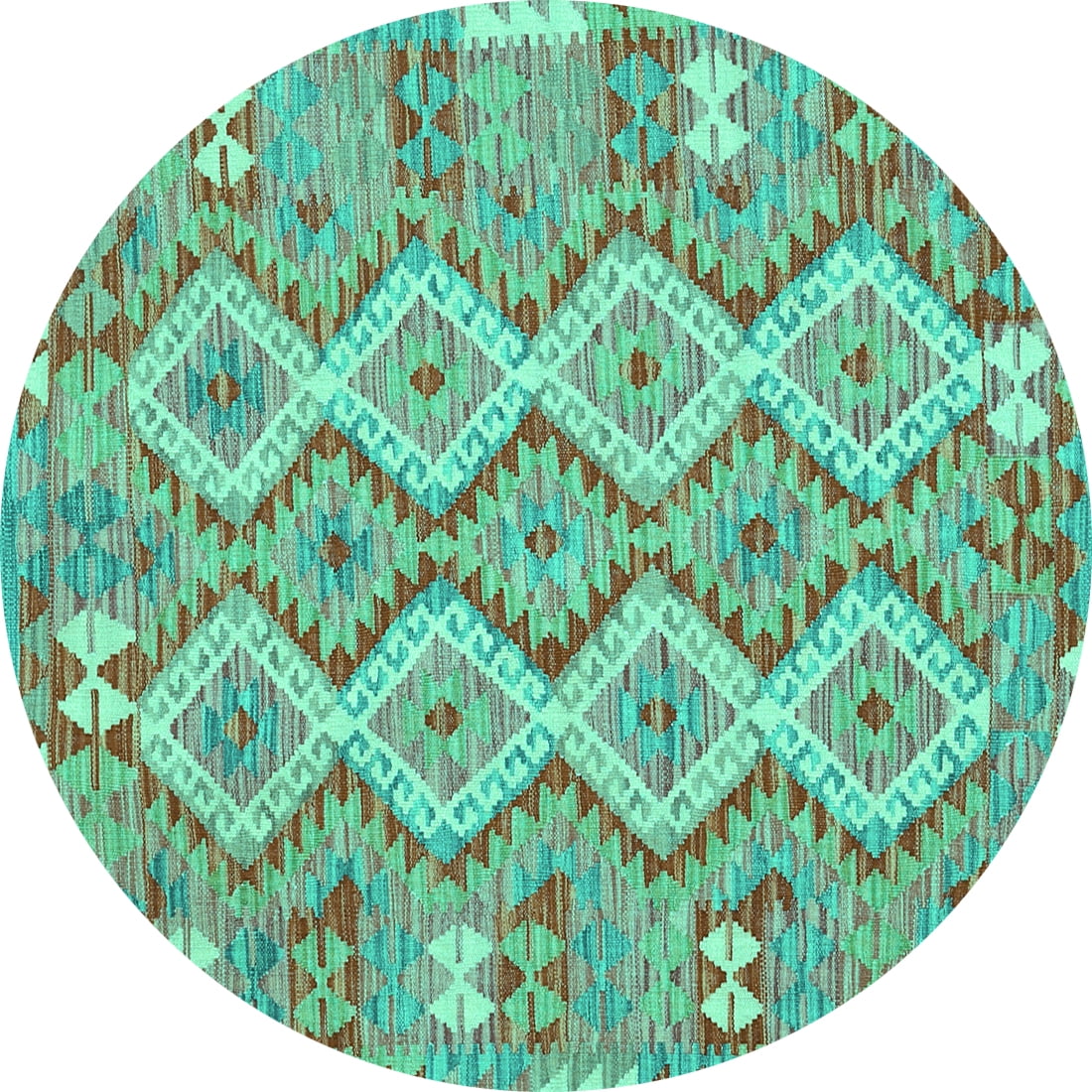 Ahgly Company Indoor Round Southwestern Turquoise Blue Country Area ...