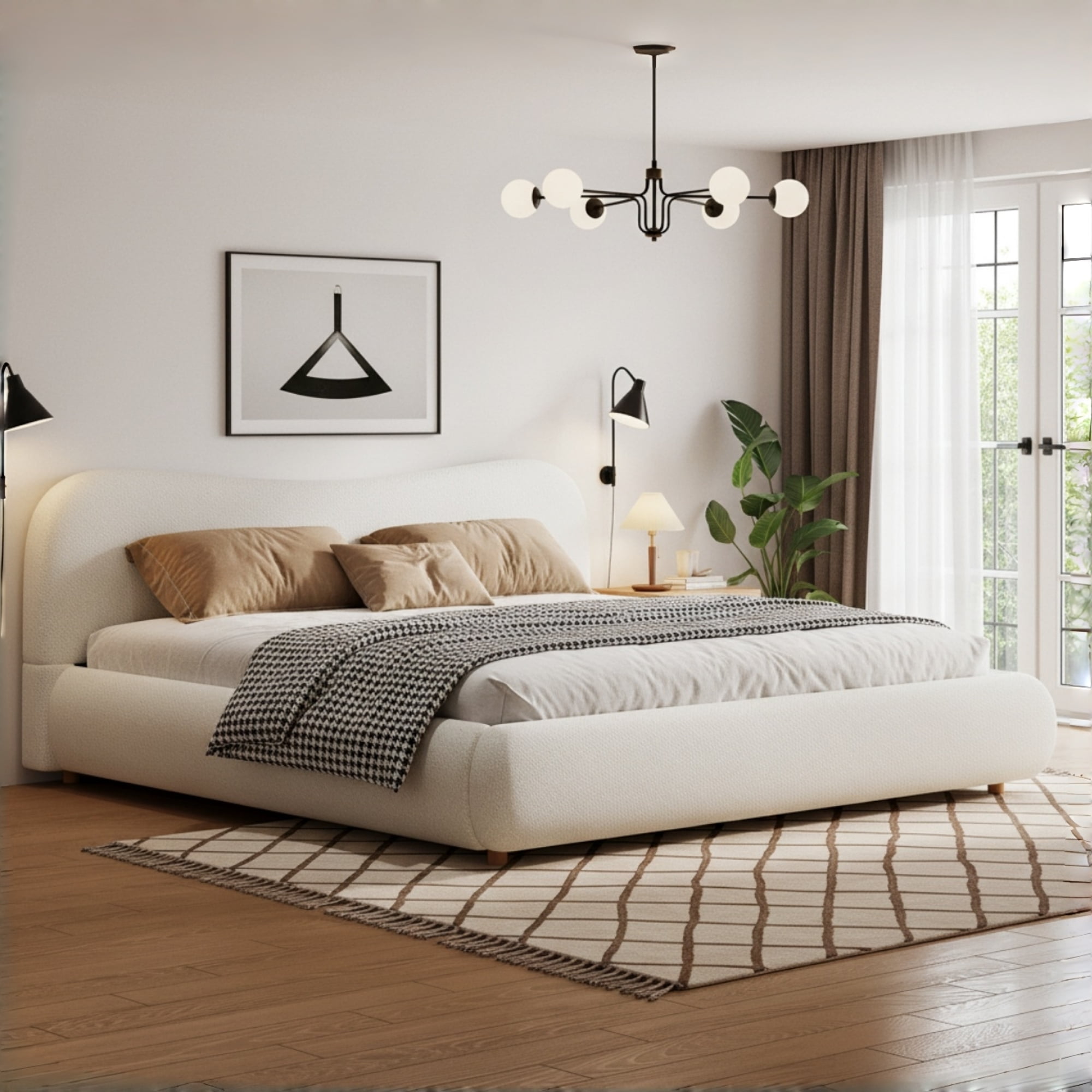 Click here for Noble House King Platform Bed  Boucle Upholstered... prices