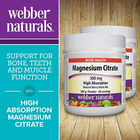 webber naturals Magnesium Citrate 300mg Powder, 200g, 2-pack - Walmart.ca