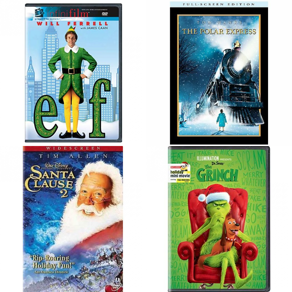 Christmas Holiday Movies DVD 4 Pack Assorted Bundle: Elf, POLAR EXPRESS ...