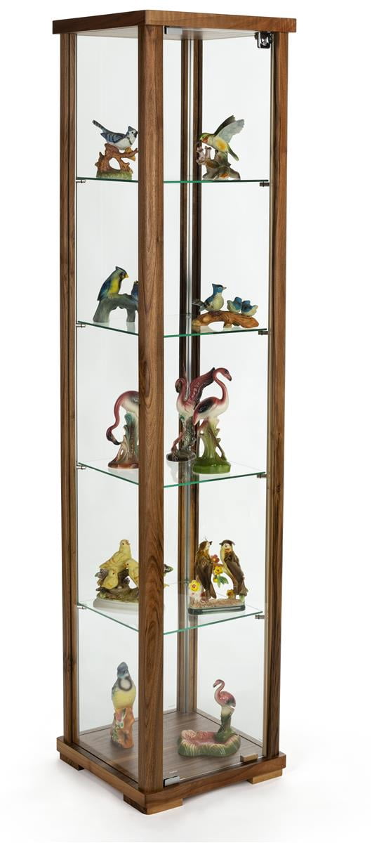 Displays2go Glass Display Towers with Locking Door – Walnut (DCKDWDWN15 ...