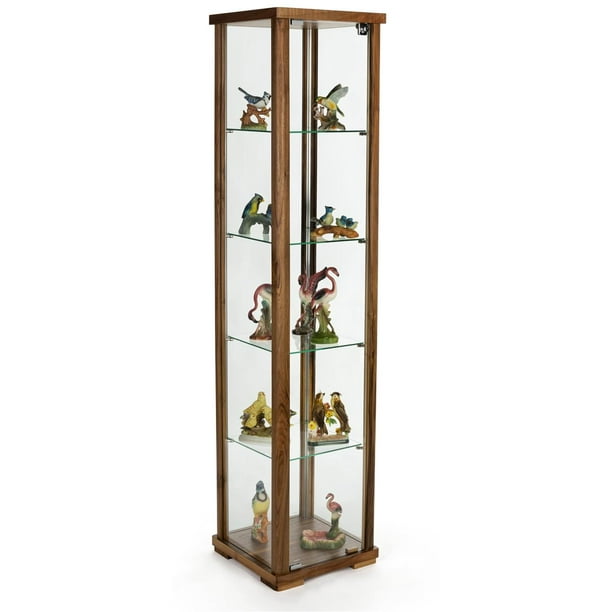Displays2go Glass Display Towers with Locking Door – Walnut (DCKDWDWN15 ...
