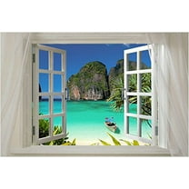 Tropical Beach Window Poster - 36 x 24 - Walmart.com