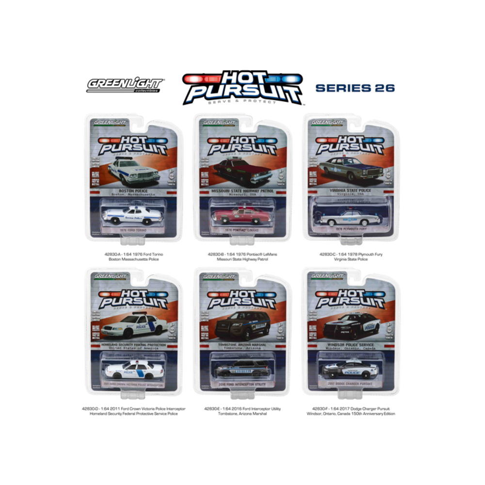 Hot Pursuit Series 26 Set of 6 Cars 1/64 Diecast Model Cars by ...