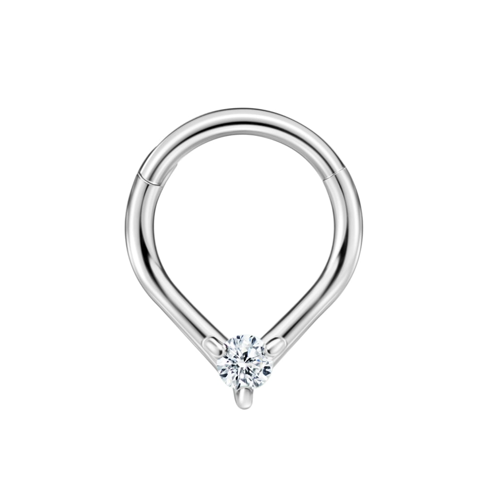 Round Clear Cubic Zirconia Septum Rings for Women 16 Gauge Septum ...