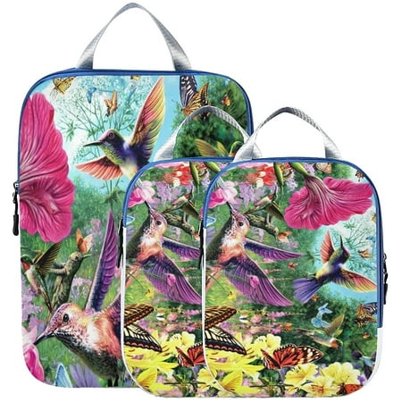 Packing Cubes Spring Flower And Hummingbird Compression Luggage Cubes ...