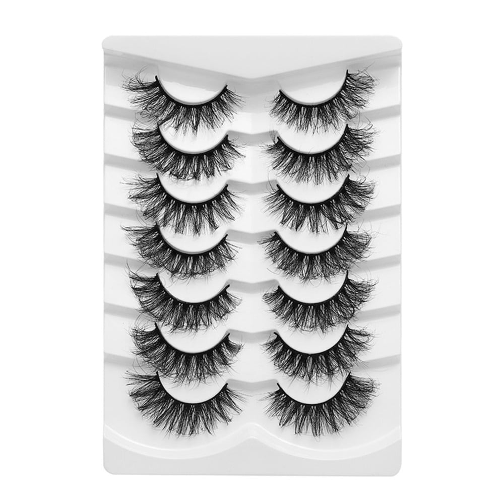 7 Pairs Thicken False Eyelashes Multilayered Bushy Curling up Lashes ...