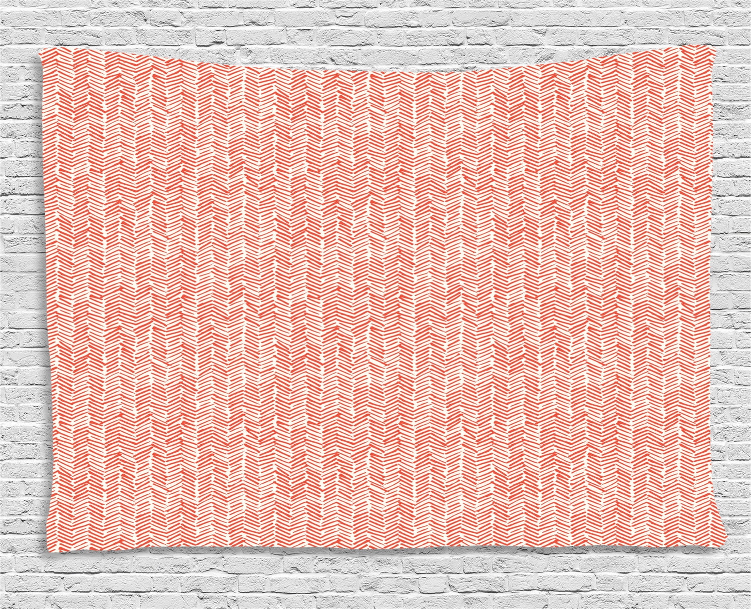 Chevron Tapestry, Hand Drawn Color Smear Lines Grunge Effect Angled ...