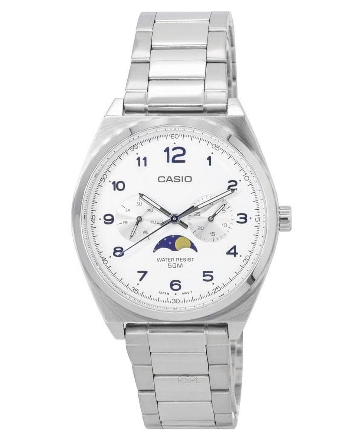 Casio Standard Analog Moon Phase White Dial Quartz MTP-M300D-7A ...