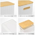 4 Packs Storage Bins with Bamboo Lids - Plastic Storage Containers with ...