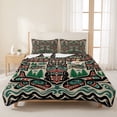 68x98in Quilt Bedding Set, Ethnic Style Tribal Bird Fish Green Forest ...