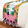 Bed Runner Cat in Tub Bedding Scarves Soft Decorative Bed Flag Pink ...