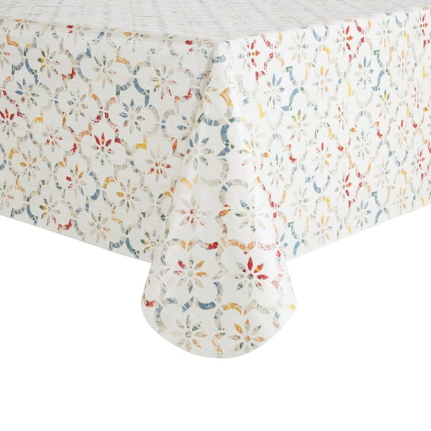 Mainstays Ogee Tile PEVA Tablecloth, Multicolor, 60"W x 84"L Rectangle ...