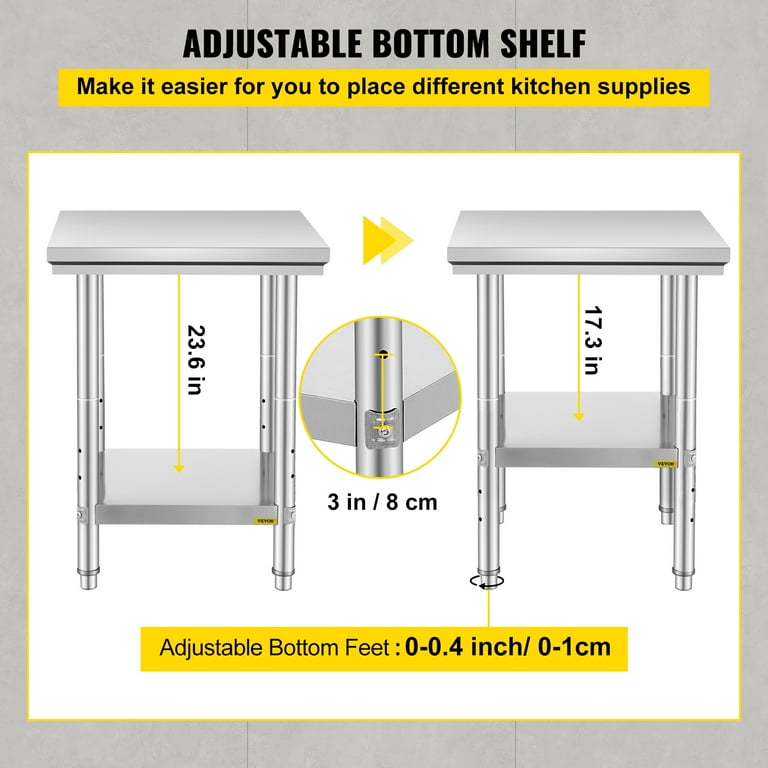 Metal Work Table With Shelf