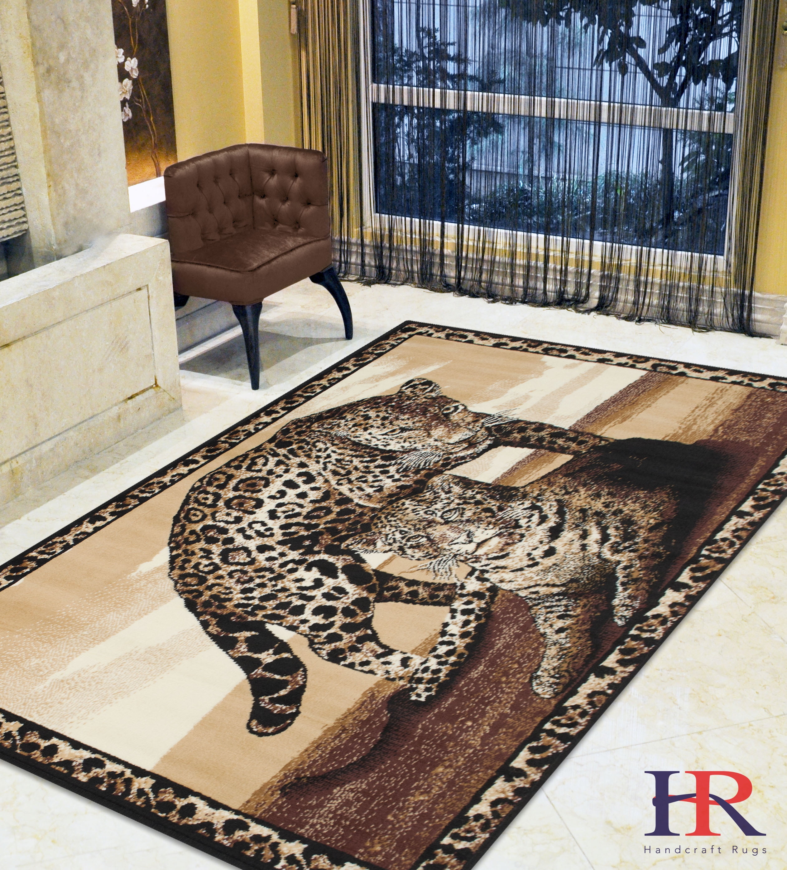 Handcraft Rugs-Animal Print Rugs for cabin and lodge Leopards in desert ...