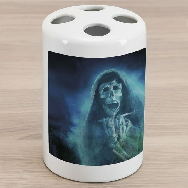 Halloween Ceramic Toothbrush Holder, Gothic Dark Backdrop a Dead Ghost ...