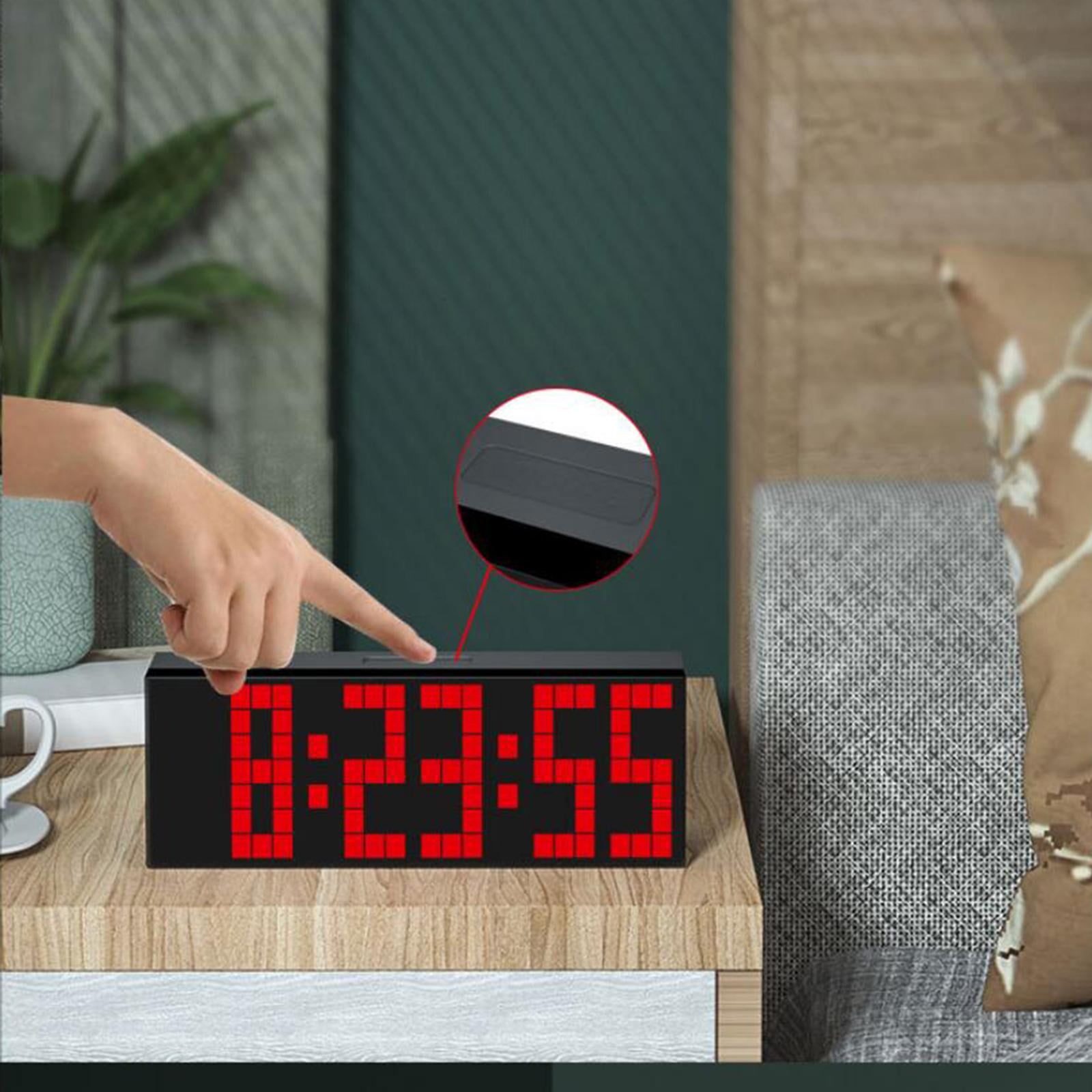 Wall Desk Clock with Date Temperature 12/24H RGB Light Snooze Function ...