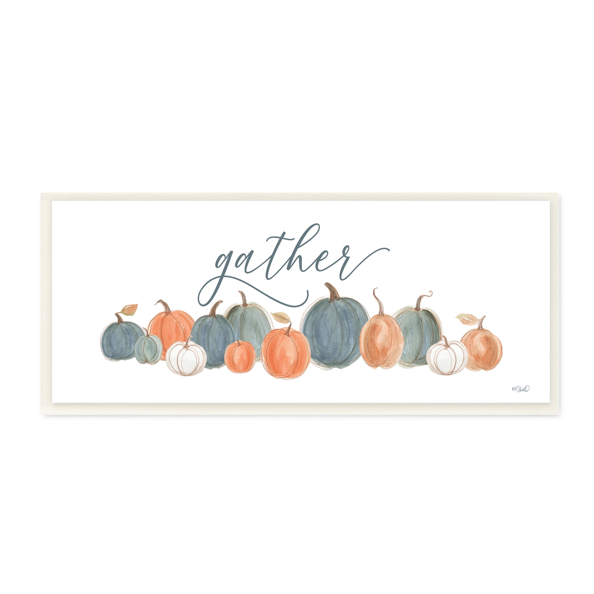 Gather Cursive Script Minimal Autumnal Pumpkins Arrangement Botanical ...