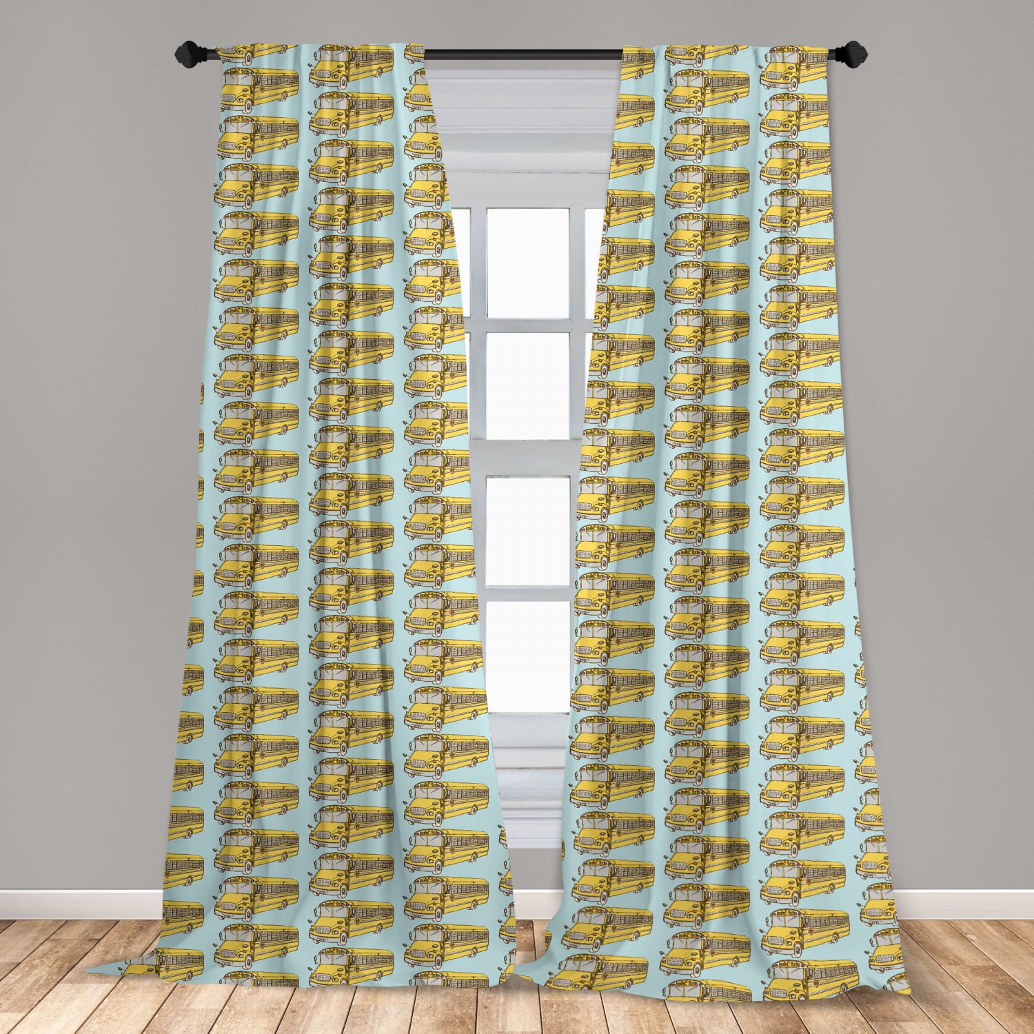 Old School Curtains 2 Panels Set, Vintage Repeating Pattern of Sketch ...