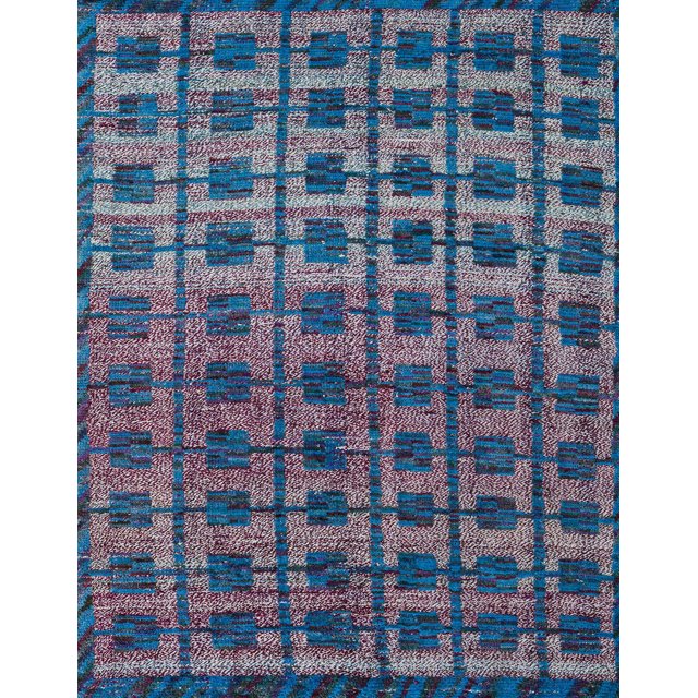 Ahgly Company Indoor Rectangle Abstract Light Purple Blue Oriental Area ...