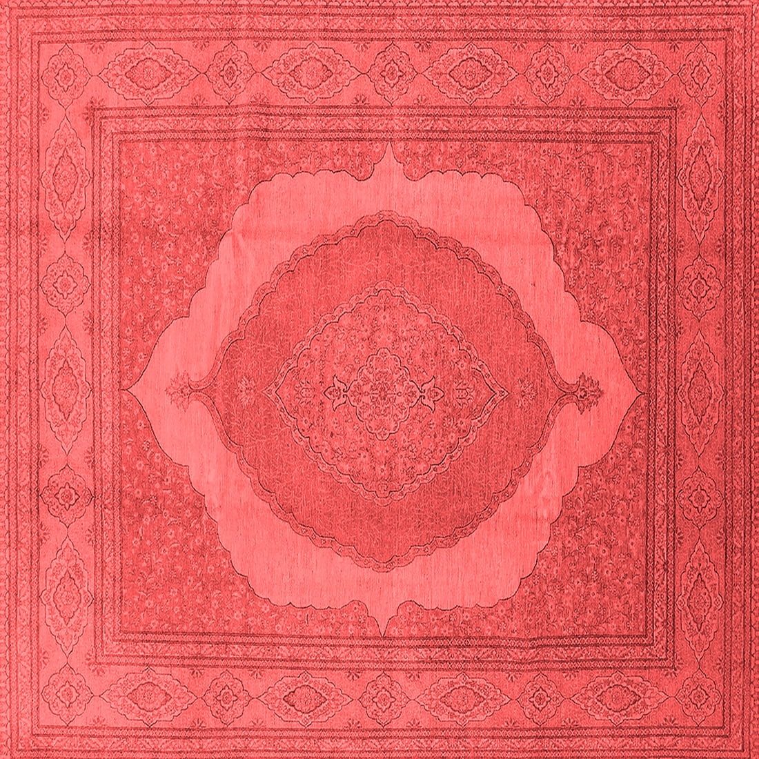 Ahgly Company Indoor Square Medallion Red French Area Rugs, 6' Square ...