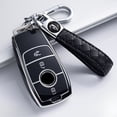 Silver-Edged TPU Woven Key Fob Case for Benz E C S GLC GLE GLA GLS E200 ...
