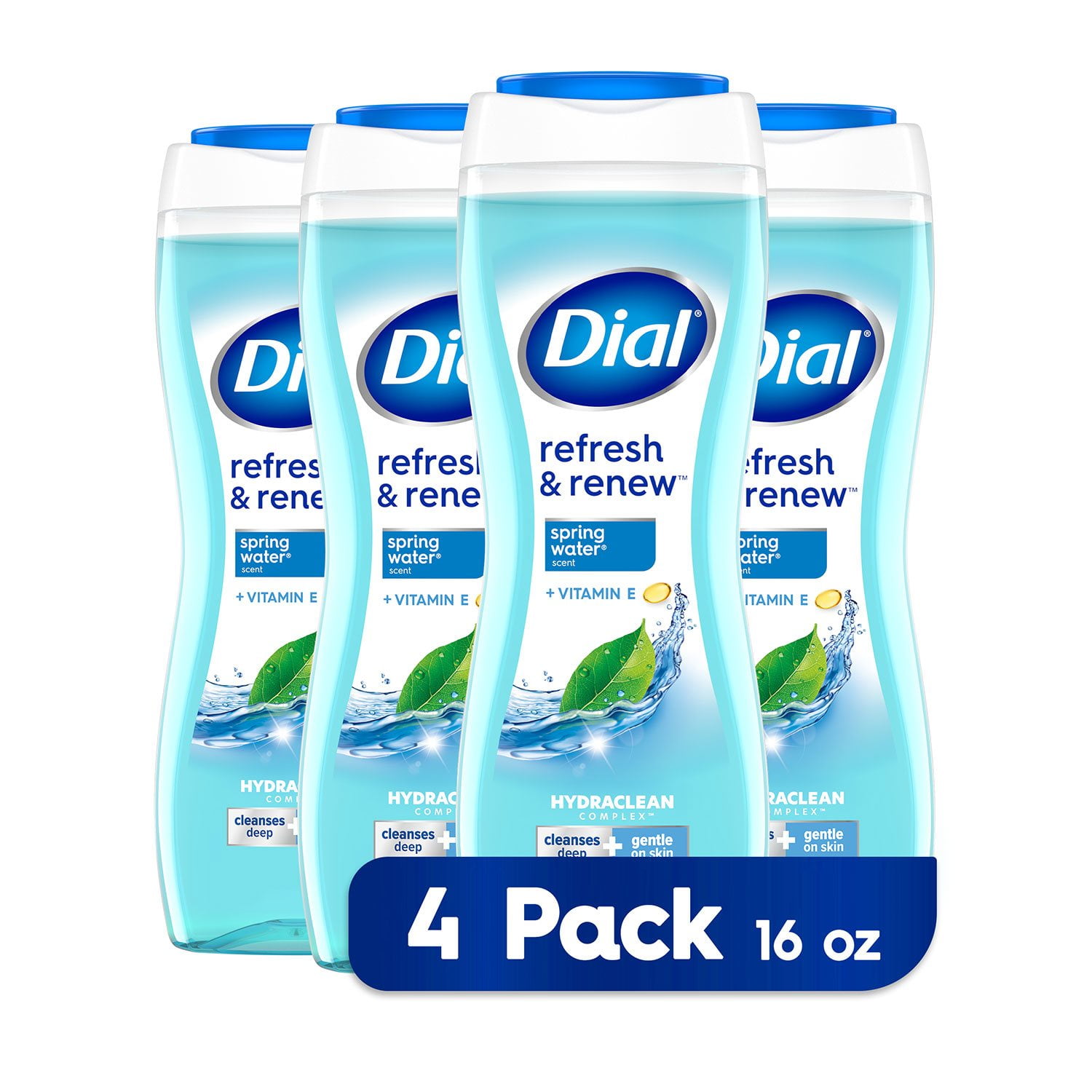 Dial Refresh & Renew Body Wash, Spring Water, 16 fl. oz., 4 pk ...