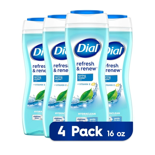 Dial Refresh & Renew Body Wash, Spring Water, 16 fl. oz., 4 pk ...