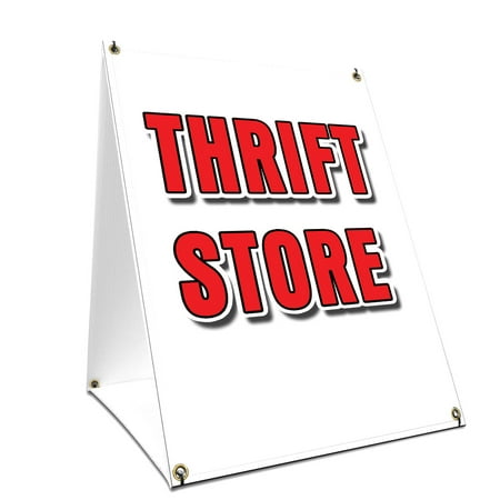A-Frame Sidewalk Thrift Store Sign with Graphics On Each Side | 18" X ...