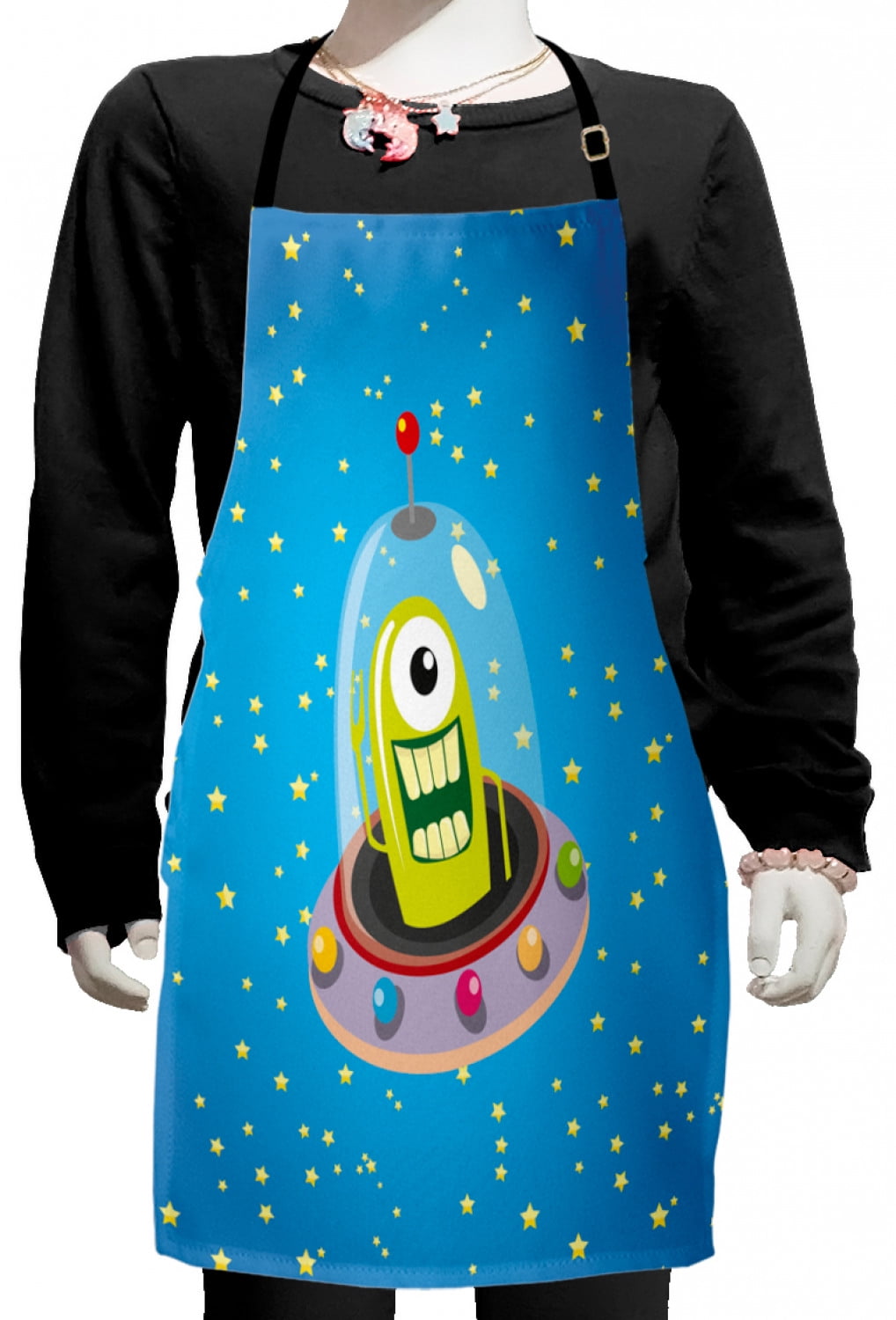 Space Kids Apron, Comic Ufo Alien in Outer Space with Stars Galaxy ...