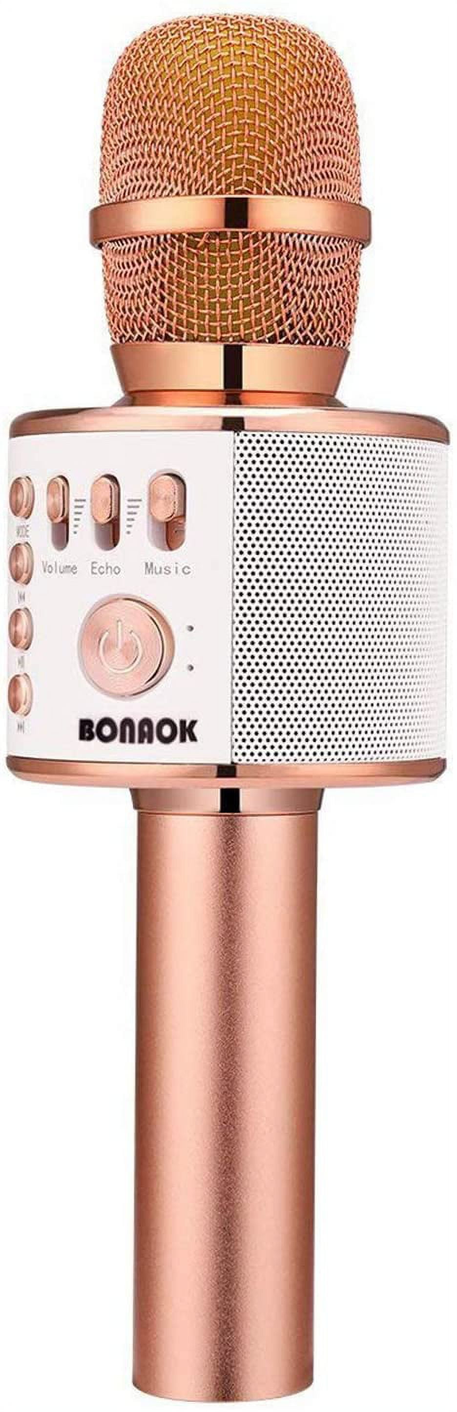 BONAOK Micrófono inalámbrico de karaoke Bluetooth, 3 en 1, portátil ...
