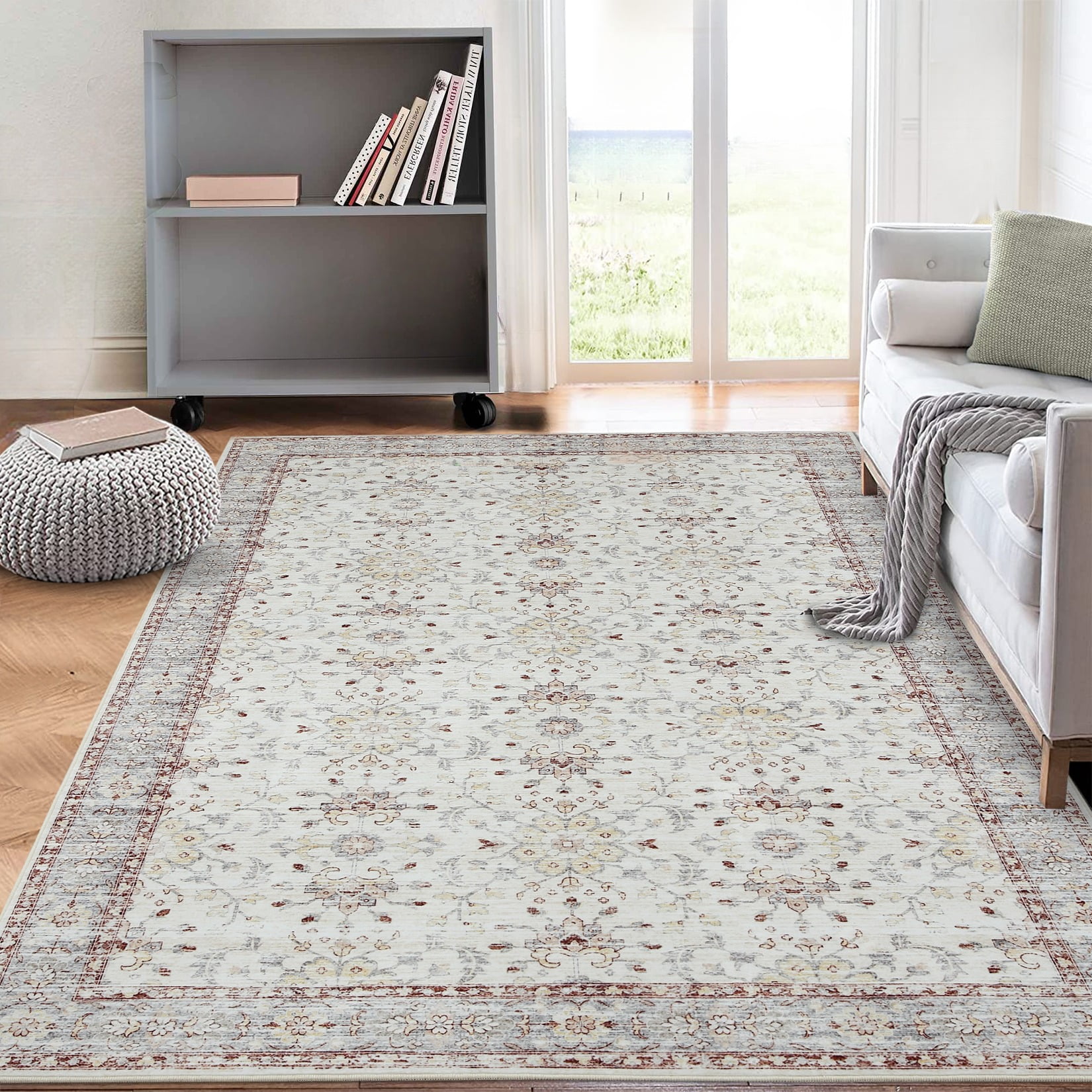 CAVOLIA floral area rug 5'*8' felted wool dotted plastic roll-pack ...