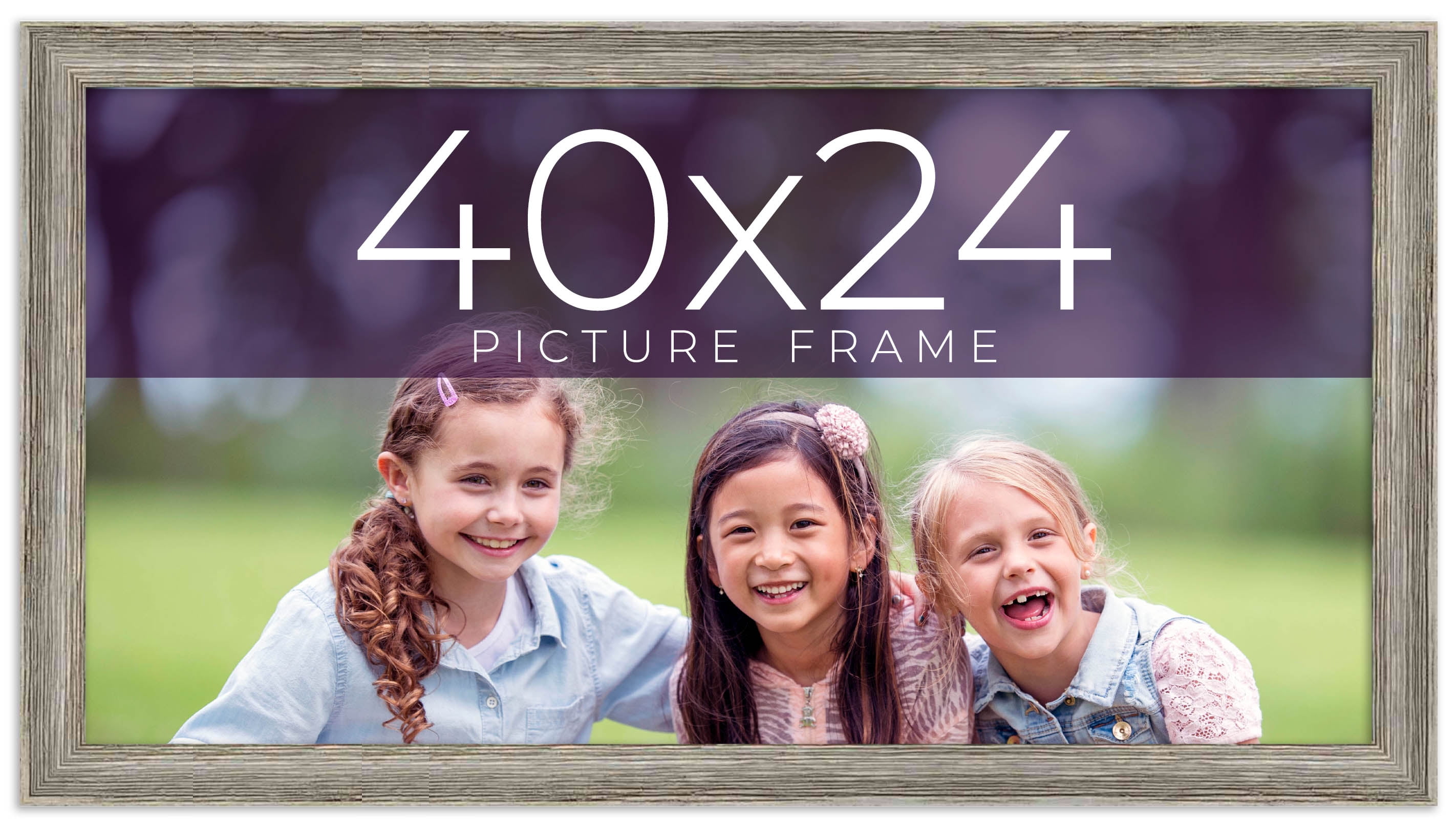 40x24 Frame Grey Real Wood Picture Frame Width 1 Inches | Interior Frame Depth 0.5 Inches ...